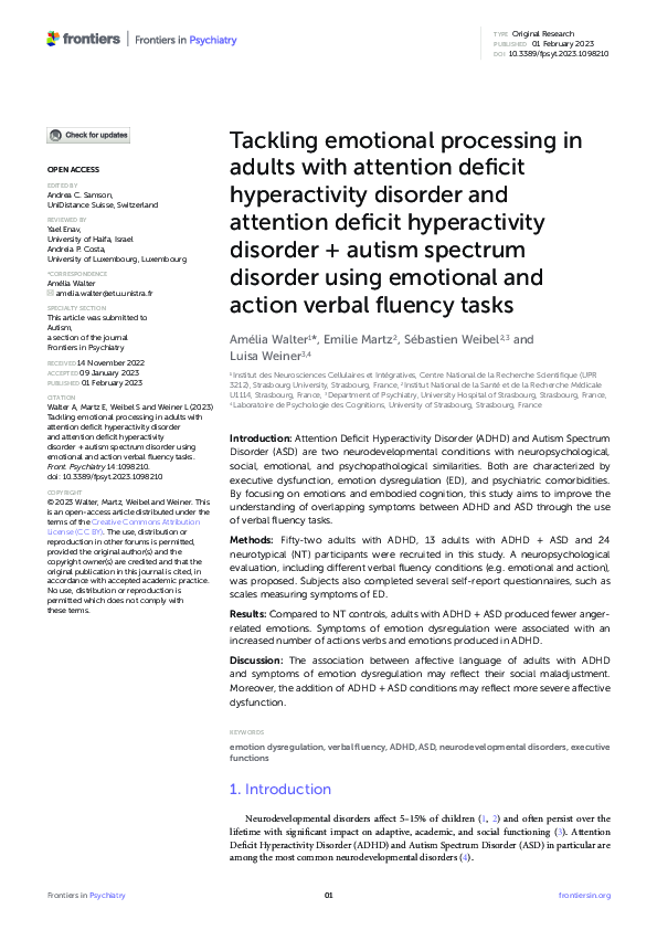 (PDF) Tackling emotional processing in adults with attention deficit hyperactivity disorder and ...