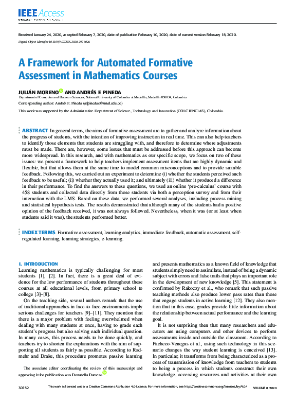 (PDF) A Framework for Automated Formative Assessment in Mathematics Courses