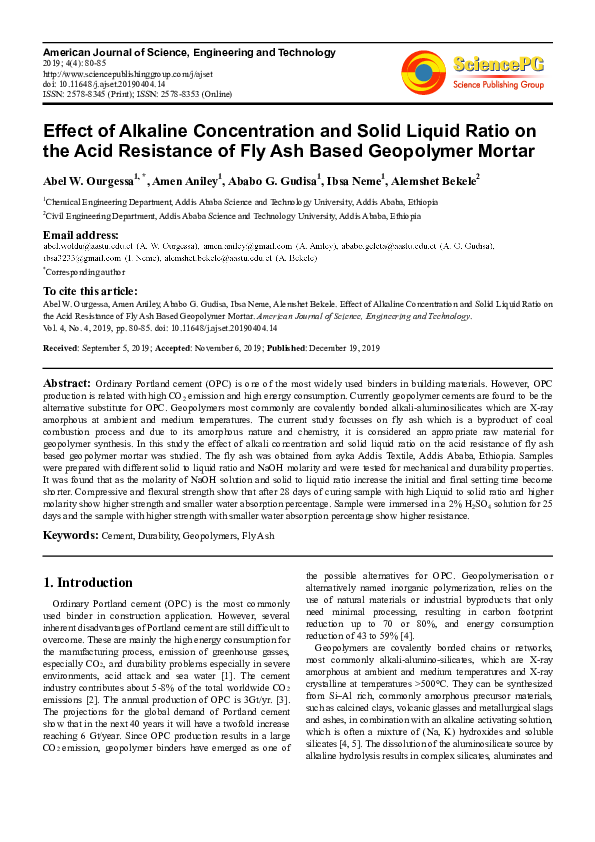 (PDF) Effect of Alkaline Concentration and Solid Liquid Ratio on the ...