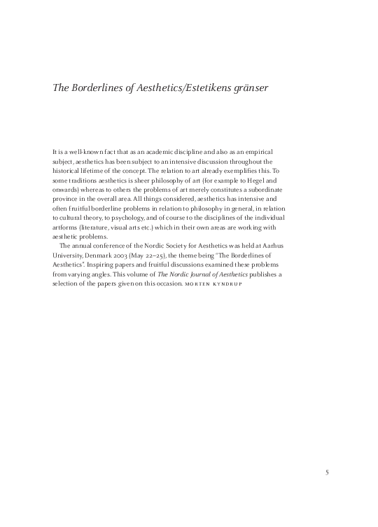 (PDF) The Borderlines of Aesthetics/Estetikens gränser
