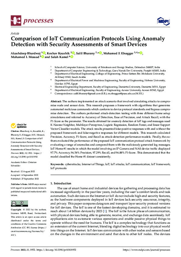 (PDF) Comparison of IoT Communication Protocols Using Anomaly Detection ...