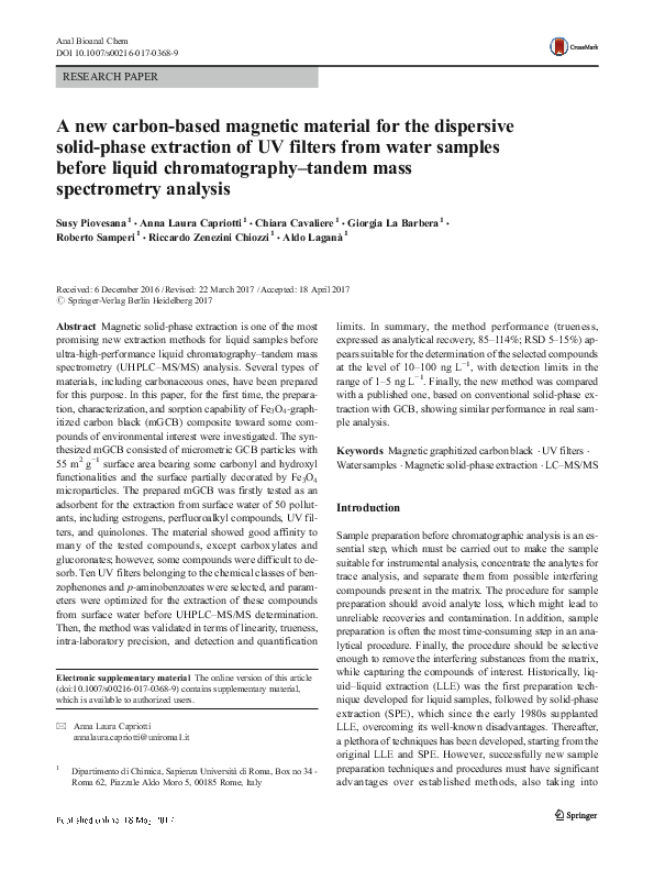 (PDF) A new carbon-based magnetic material for the dispersive solid-phase extraction of UV ...