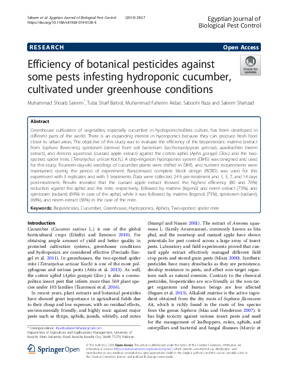 (PDF) Efficiency of botanical pesticides against some pests infesting ...