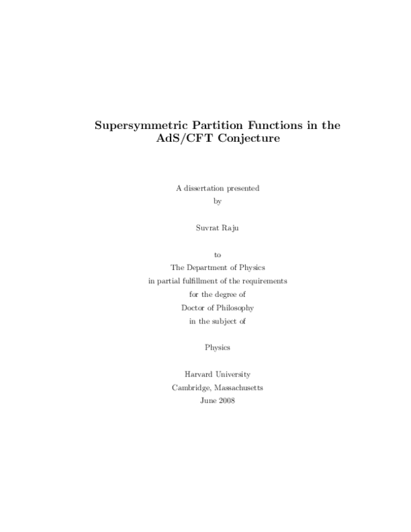 (PDF) Supersymmetric partition functions in the AdS/CFT conjecture