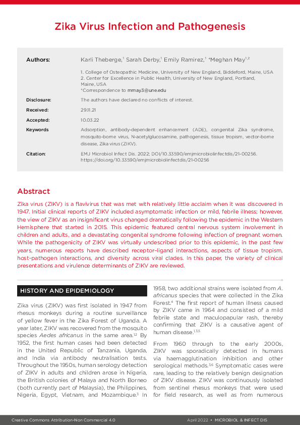 (PDF) Zika Virus Infection and Pathogenesis