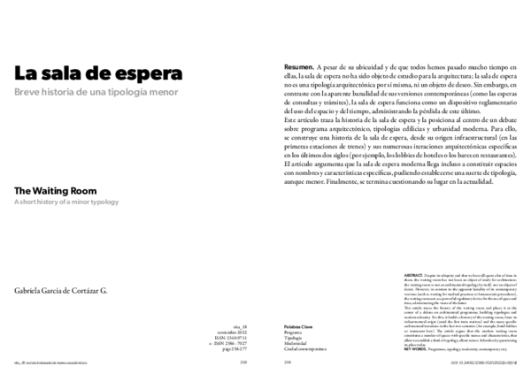 (PDF) La sala de espera- Breve historia de una tipología menor = The ...