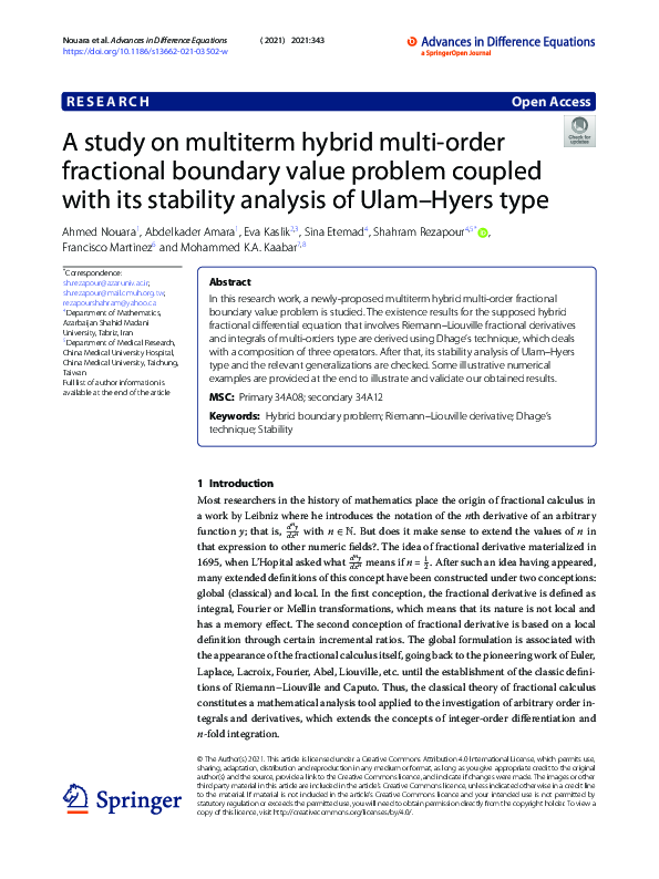 (PDF) A study on multiterm hybrid multi-order fractional boundary value ...