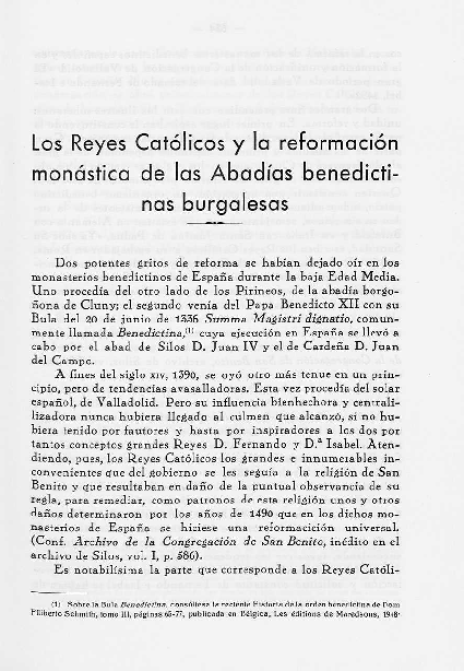 (PDF) Los Reyes Católicos y la reformación monástica de las Abadías benedictinas burgalesas