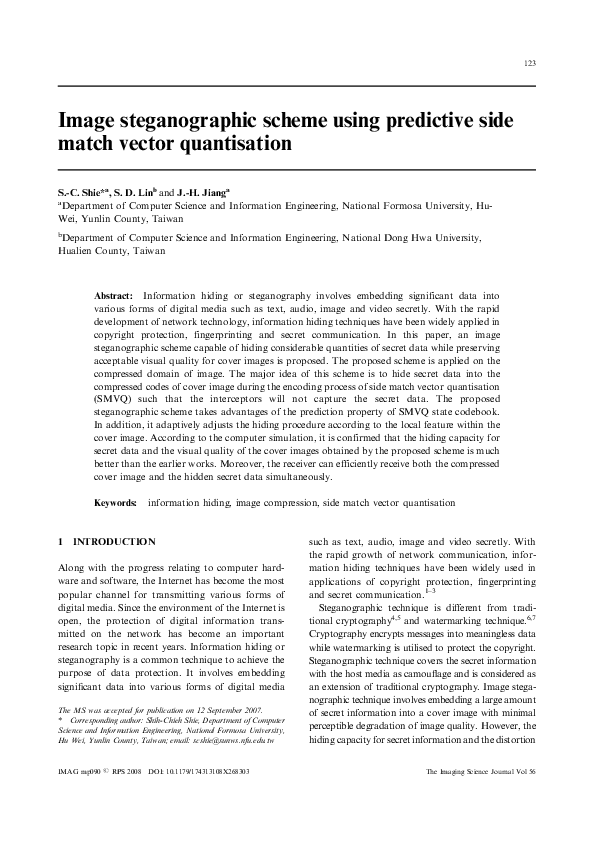 (PDF) Image steganographic scheme using predictive side match vector quantisation