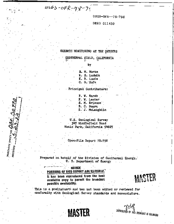(PDF) Seismic monitoring at The Geysers Geothermal Field, California