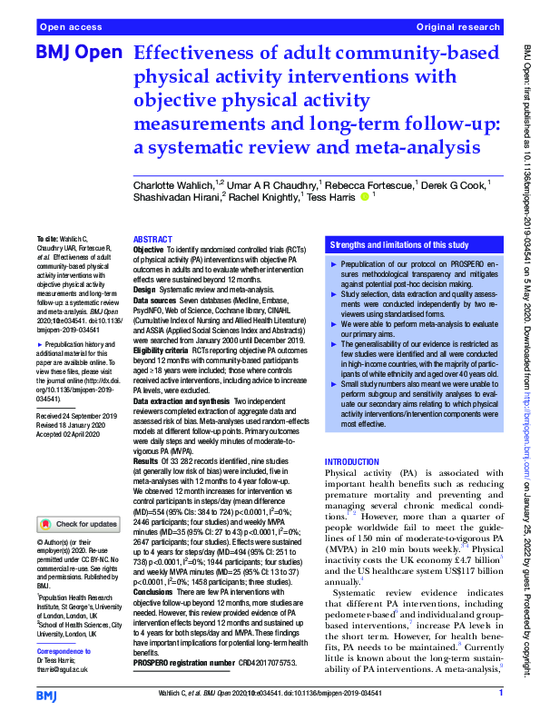 (PDF) Effectiveness of adult community-based physical activity interventions with objective ...