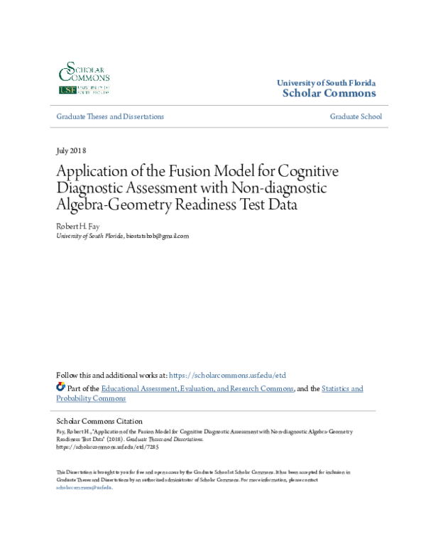 (PDF) Application of the Fusion Model for Cognitive Diagnostic Assessment with Non-diagnostic ...