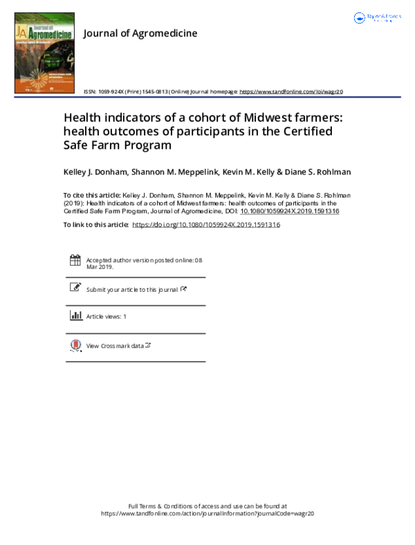 (PDF) Health Indicators of a Cohort of Midwest Farmers: Health Outcomes ...