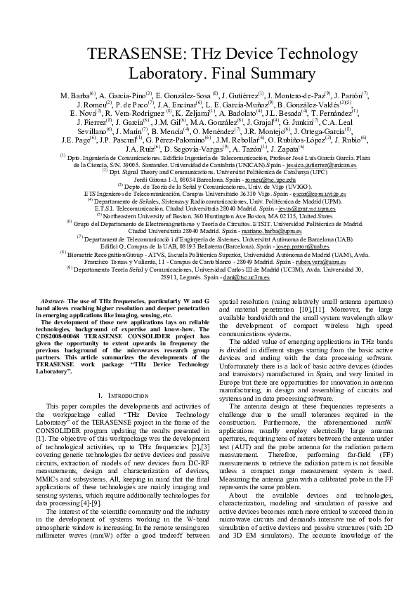 (PDF) TERASENSE: THz device technology laboratory: final summary