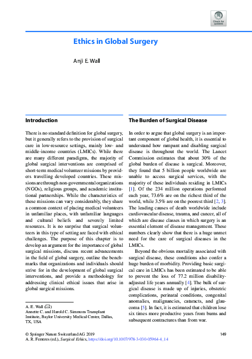 (PDF) Ethics in Global Surgery