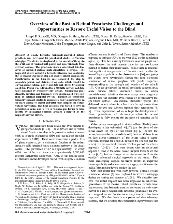 (PDF) Overview of the boston retinal prosthesis: Challenges and ...