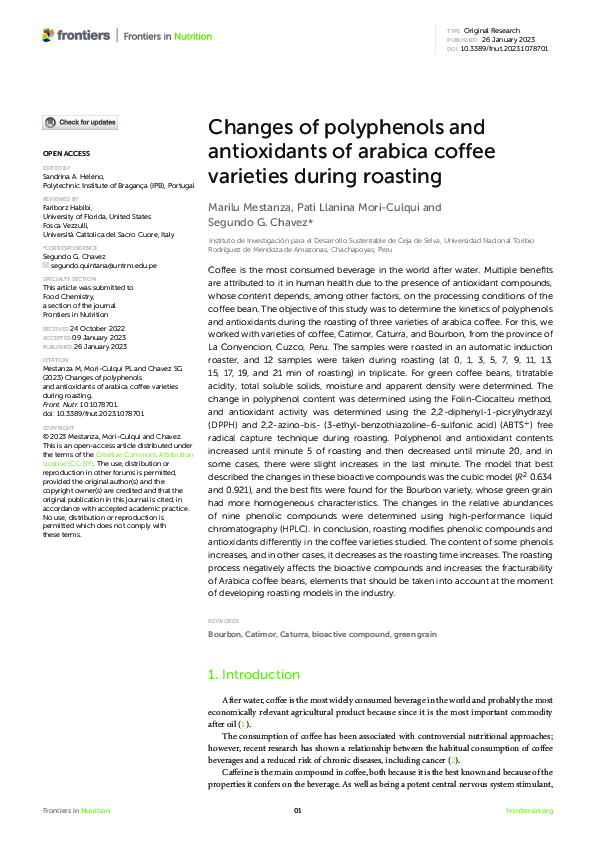 (PDF) Changes of polyphenols and antioxidants of arabica coffee ...