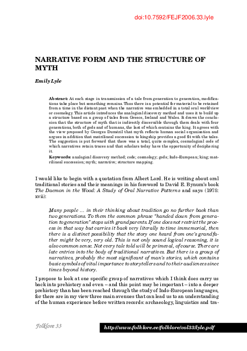 (PDF) Narrative Form and the Structure of Myth