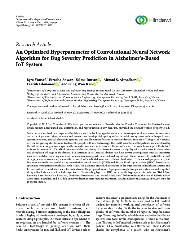 (PDF) An Optimized Hyperparameter of Convolutional Neural Network Algorithm for Bug Severity ...