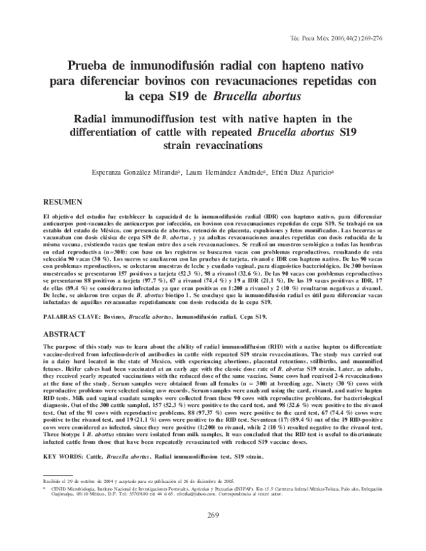 (PDF) Prueba de inmunodifusión radial con hapteno nativo para ...