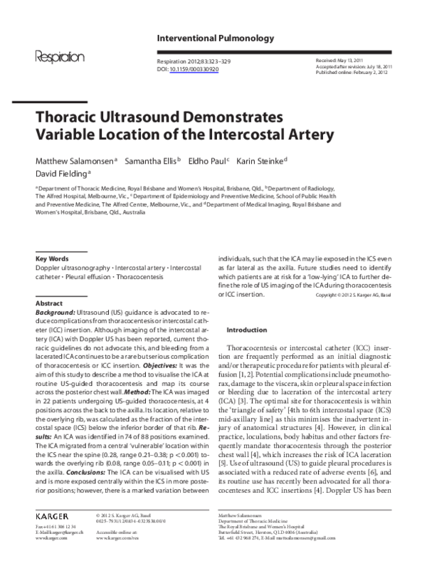 (PDF) Thoracic Ultrasound Demonstrates Variable Location of the ...