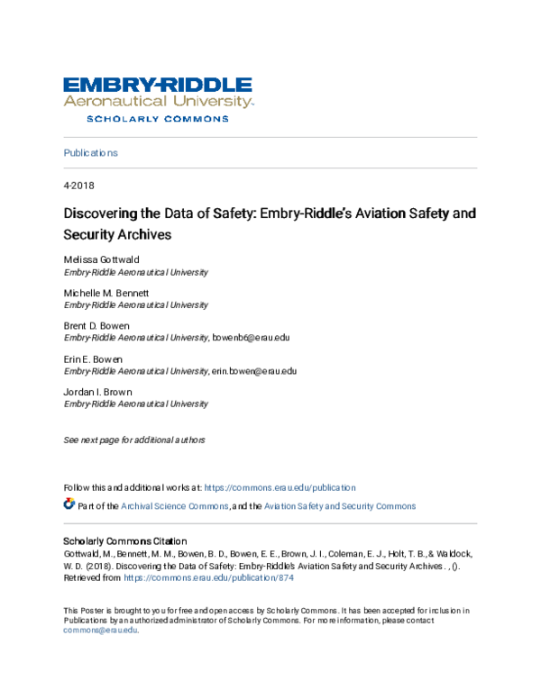 (PDF) Discovering the Data of Safety: Embry-Riddle’s Aviation Safety ...