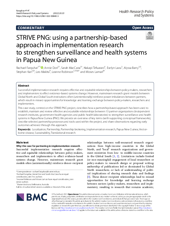 (PDF) STRIVE PNG: using a partnership-based approach in implementation ...