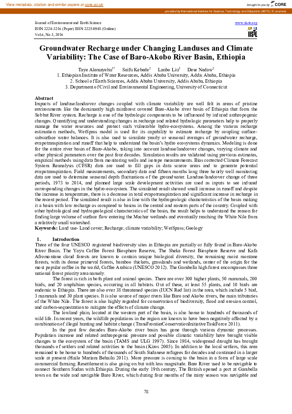 (PDF) Groundwater Recharge under Changing Landuses and Climate ...