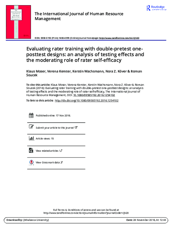 (PDF) Evaluating rater training with double-pretest one-posttest ...