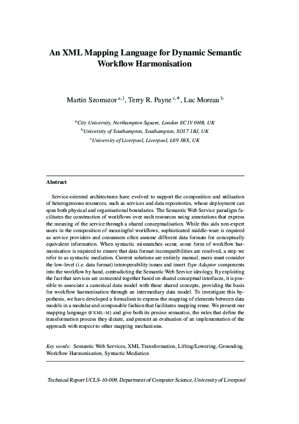 (PDF) An XML Mapping Language for Dynamic Semantic Workflow ...