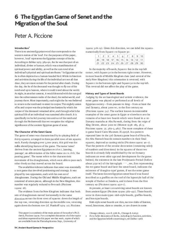 (PDF) 6 The Egyptian Game of Senet and the Migration of the Soul