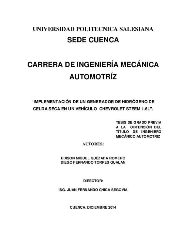 (PDF) Implementación de un generador de hidrógeno de celda seca en un ...