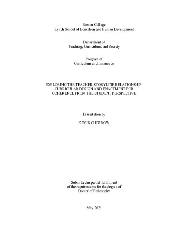 (PDF) Exploring the Teacher-Storyline Relationship: Curricular Design ...