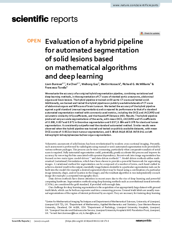 (PDF) Evaluation of a hybrid pipeline for automated segmentation of solid lesions based on ...