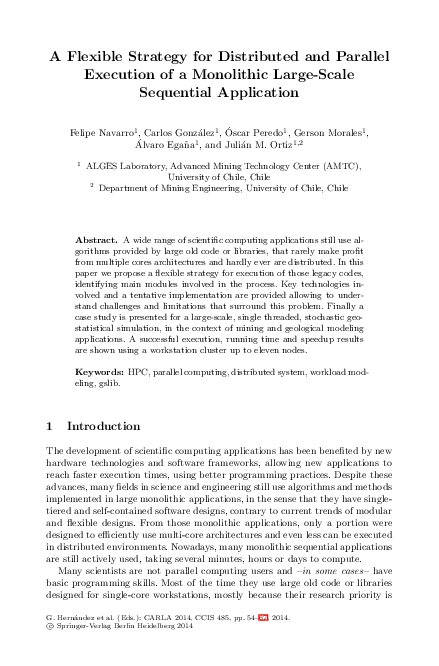 Pdf A Flexible Strategy For Distributed And Parallel Execution Of A Monolithic Large Scale
