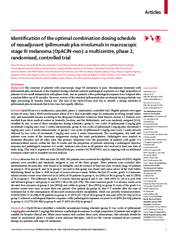 (PDF) Identification of the optimal combination dosing schedule of ...