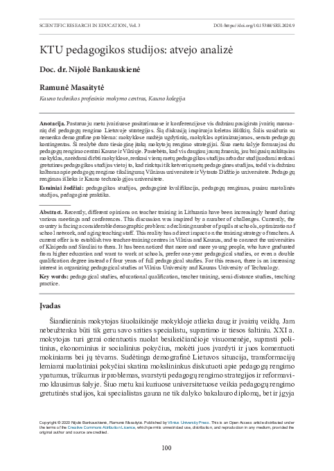 (PDF) Pedagogical Studies at Kaunas University of Technology: A Case Study
