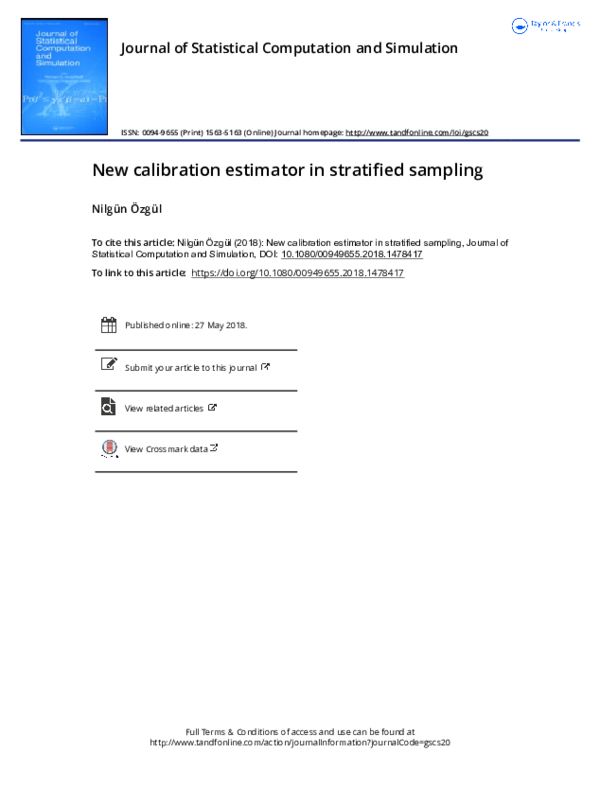 Pdf New Calibration Estimator In Stratified Sampling