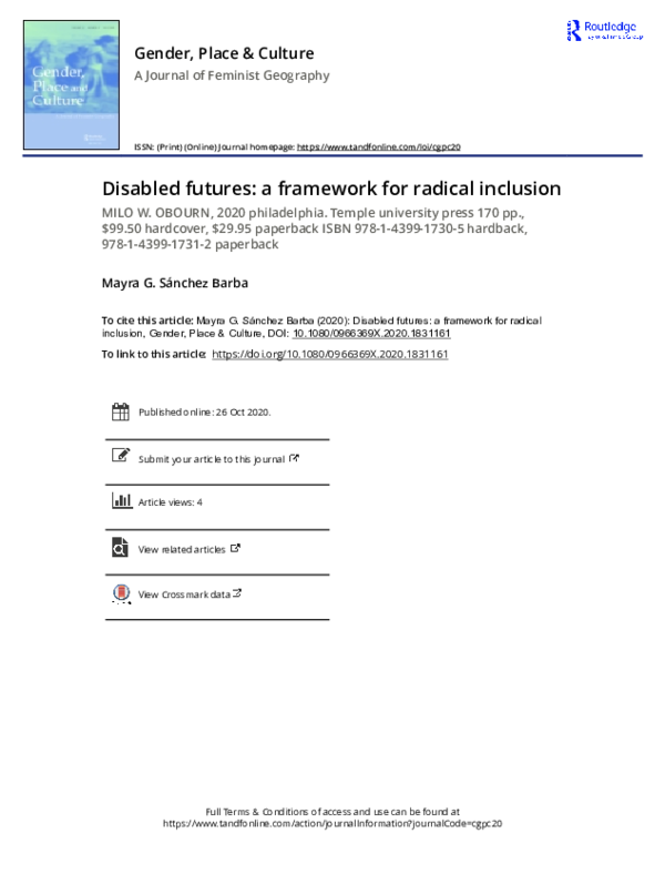 (PDF) Disabled futures: a framework for radical inclusion