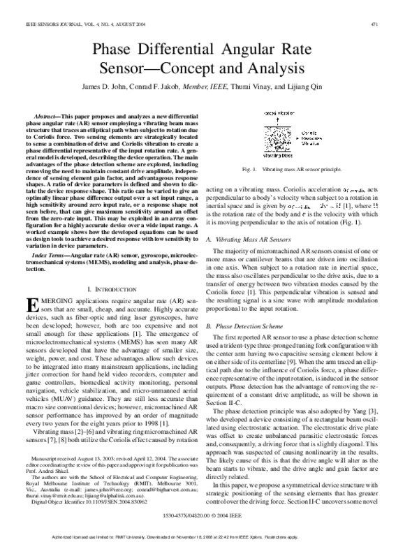 (PDF) Phase Differential Angular Rate Sensor—Concept and Analysis