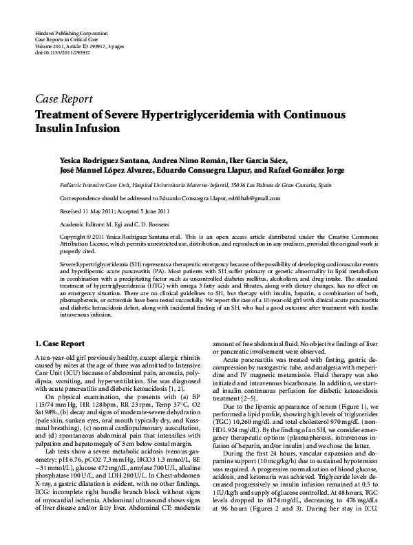 (PDF) Treatment of Severe Hypertriglyceridemia with Continuous Insulin ...