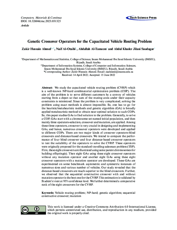 (PDF) Genetic Crossover Operators for the Capacitated Vehicle Routing ...