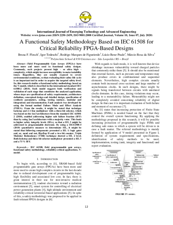 (PDF) A Functional Safety Methodology Based on IEC 61508 for Critical Reliability FPGA-Based Designs