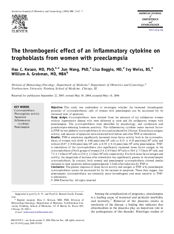 (PDF) The thrombogenic effect of an inflammatory cytokine on ...