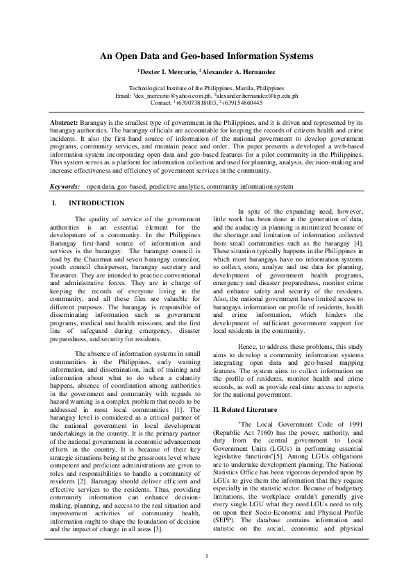 (PDF) An Open Data and Geo-based Information Systems