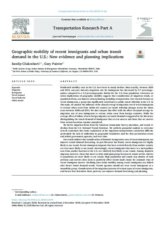 (PDF) Geographic mobility of recent immigrants and urban transit demand ...