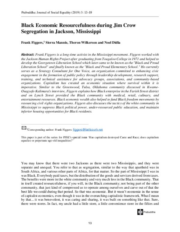 (PDF) Black Economic Resourcefulness during Jim Crow Segregation in ...