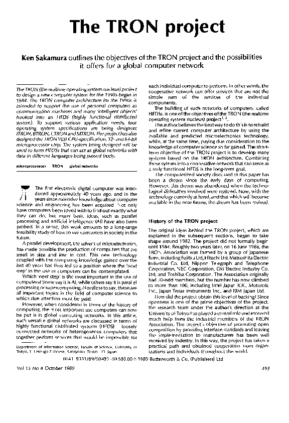 (PDF) The TRON project