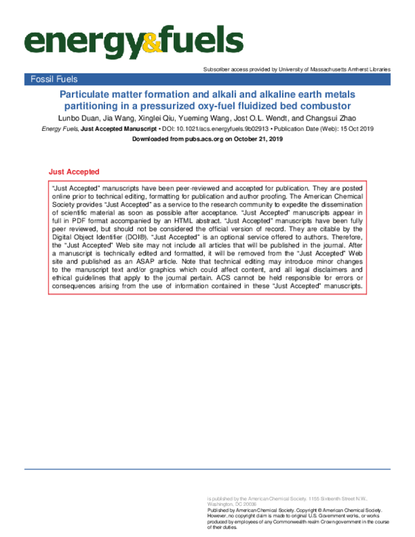 Particulate Matter Formation and Alkali and Alkaline Earth Metal ...