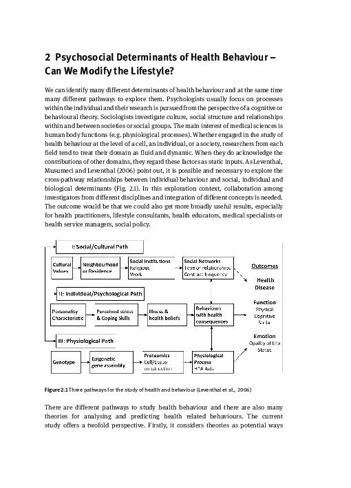(PDF) 2 Psychosocial Determinants of Health Behaviour – Can We Modify ...